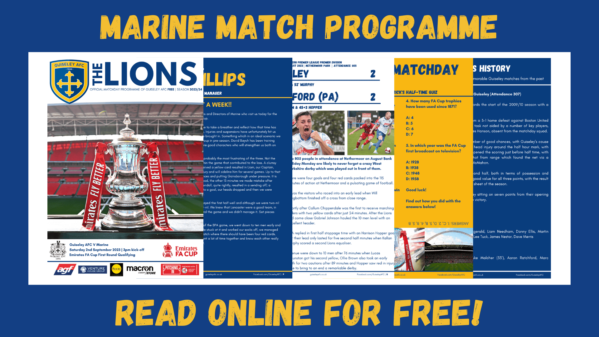 23/24 Matchday Programme Preview: Marine - Emirates FA Cup | Guiseley AFC